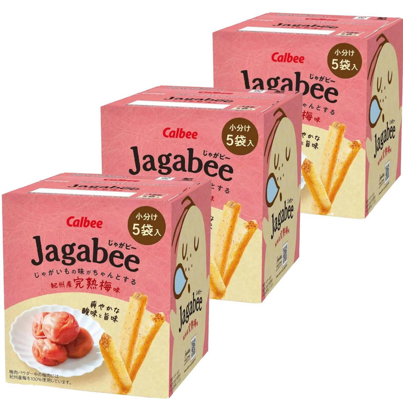Calbee Jagabee Potato Sticks Sour Kishu Ume Plum Flavor 75g (Pack of 3
