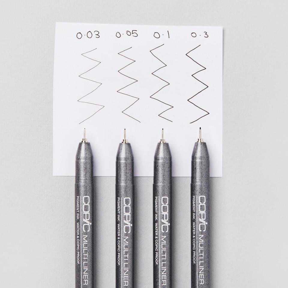 Copic Multiliner Marker Set Black 4 Pens