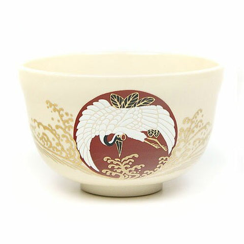 Houkouen Crane & Rising Sun Design Chawan Matcha Cup Tea Bowl