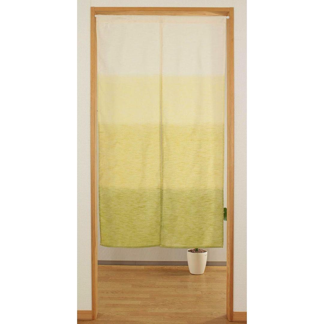 Noren Hand Printed Green Matcha Shading Pattern Door Linen Curtain ...
