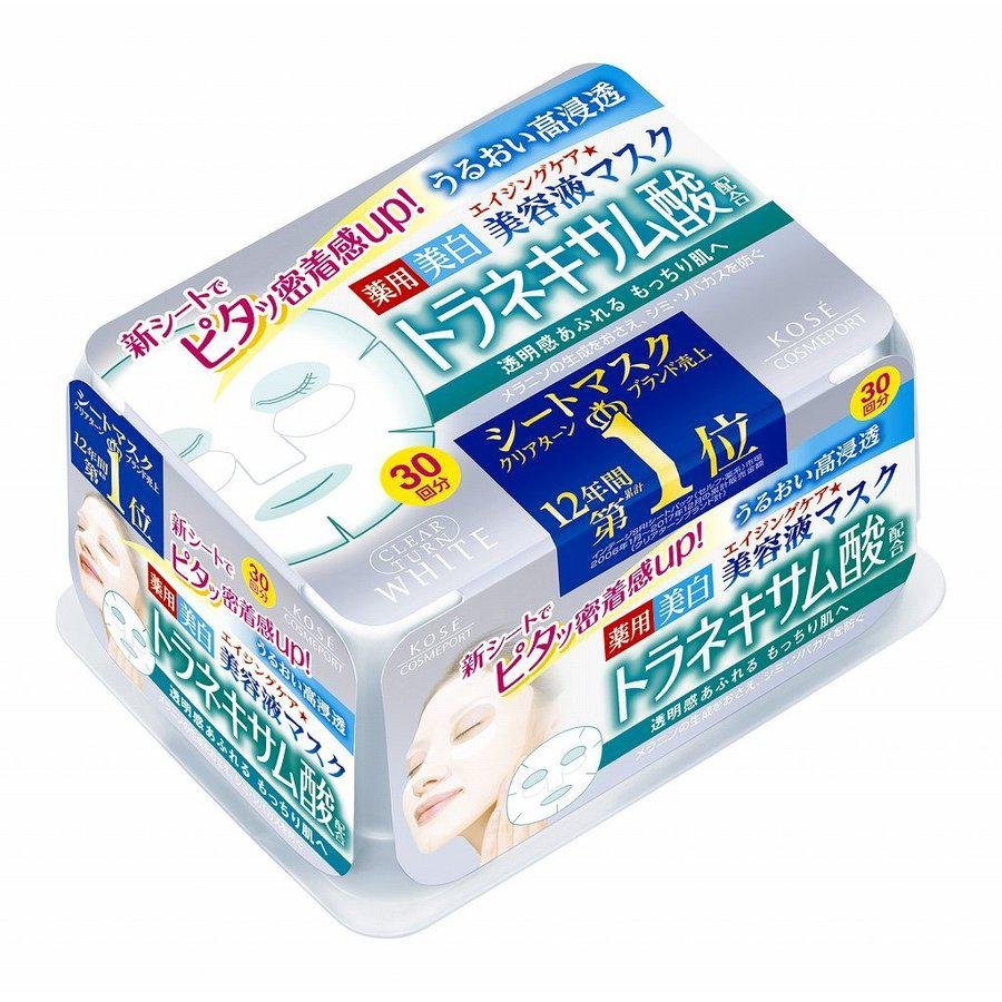 Kosé Clear Turn Clear Skin Mask Daily Use Facial Sheet Mask 30 Sheets ...