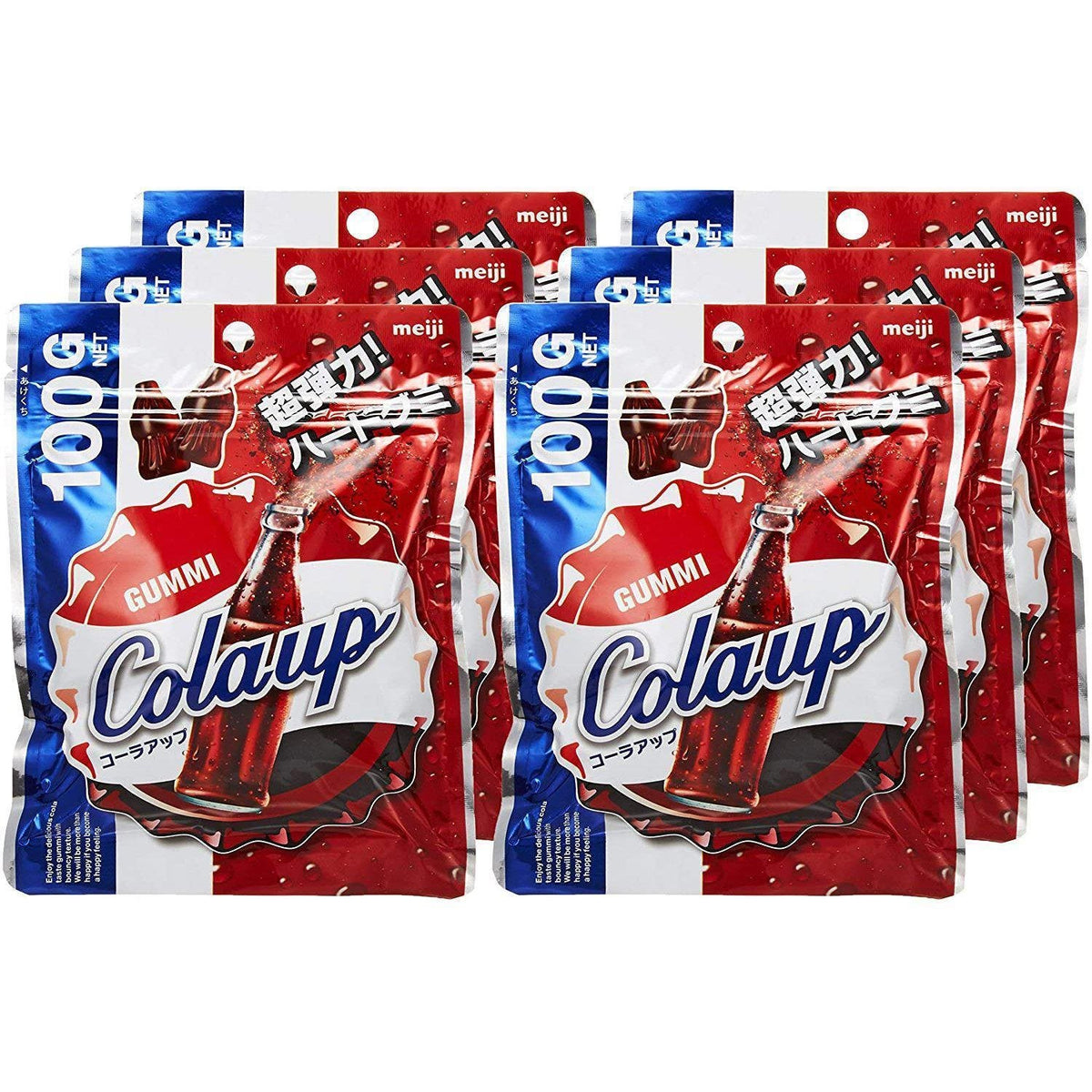 Meiji Gummy Cola Up Japanese Candy Gummies 100g (Pack of 6)