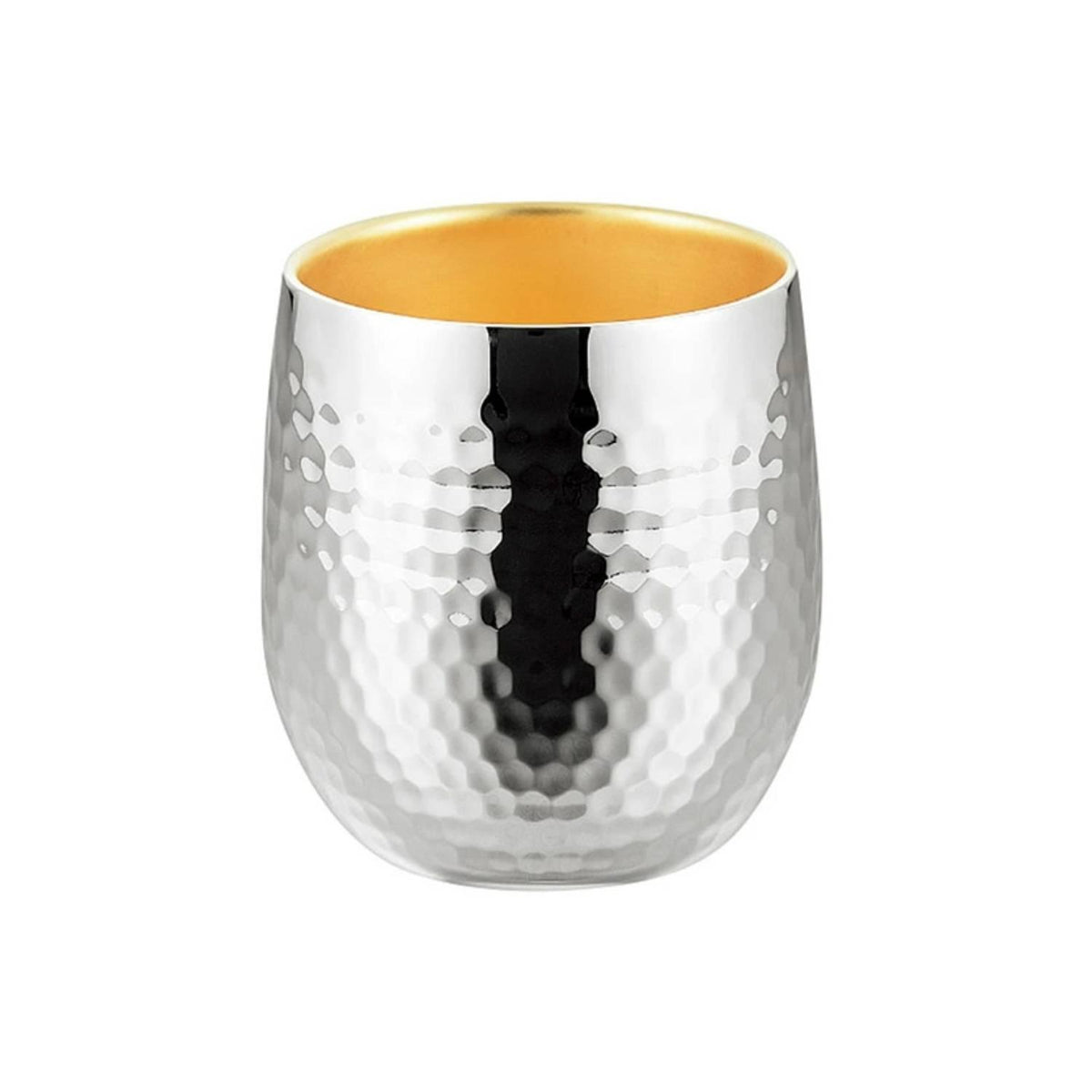Stainless Steel Double-Wall Hammered Cup Gold-Plated Interior 250ml