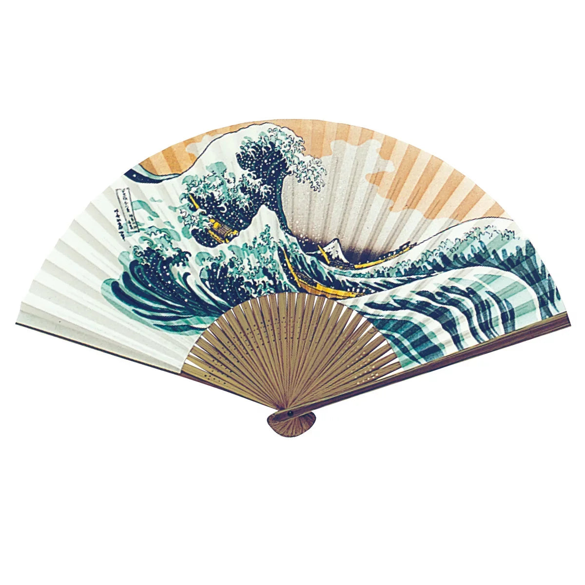 Yamani Great Wave Off Kanagawa Japanese Sensu Folding Fan 22.5cm ...