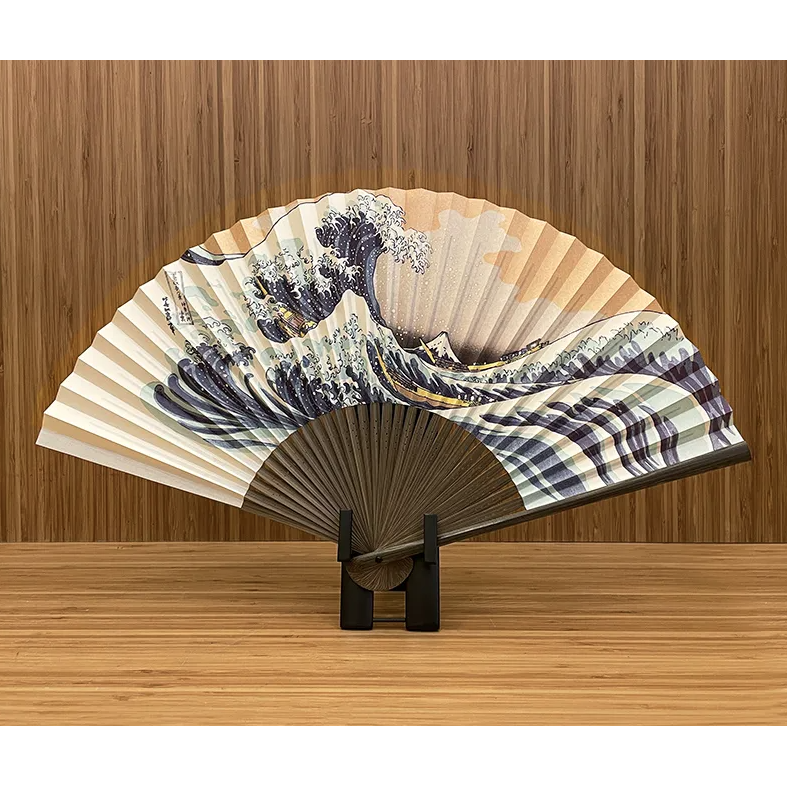 Yamani Great Wave Off Kanagawa Japanese Sensu Folding Fan 22.5cm