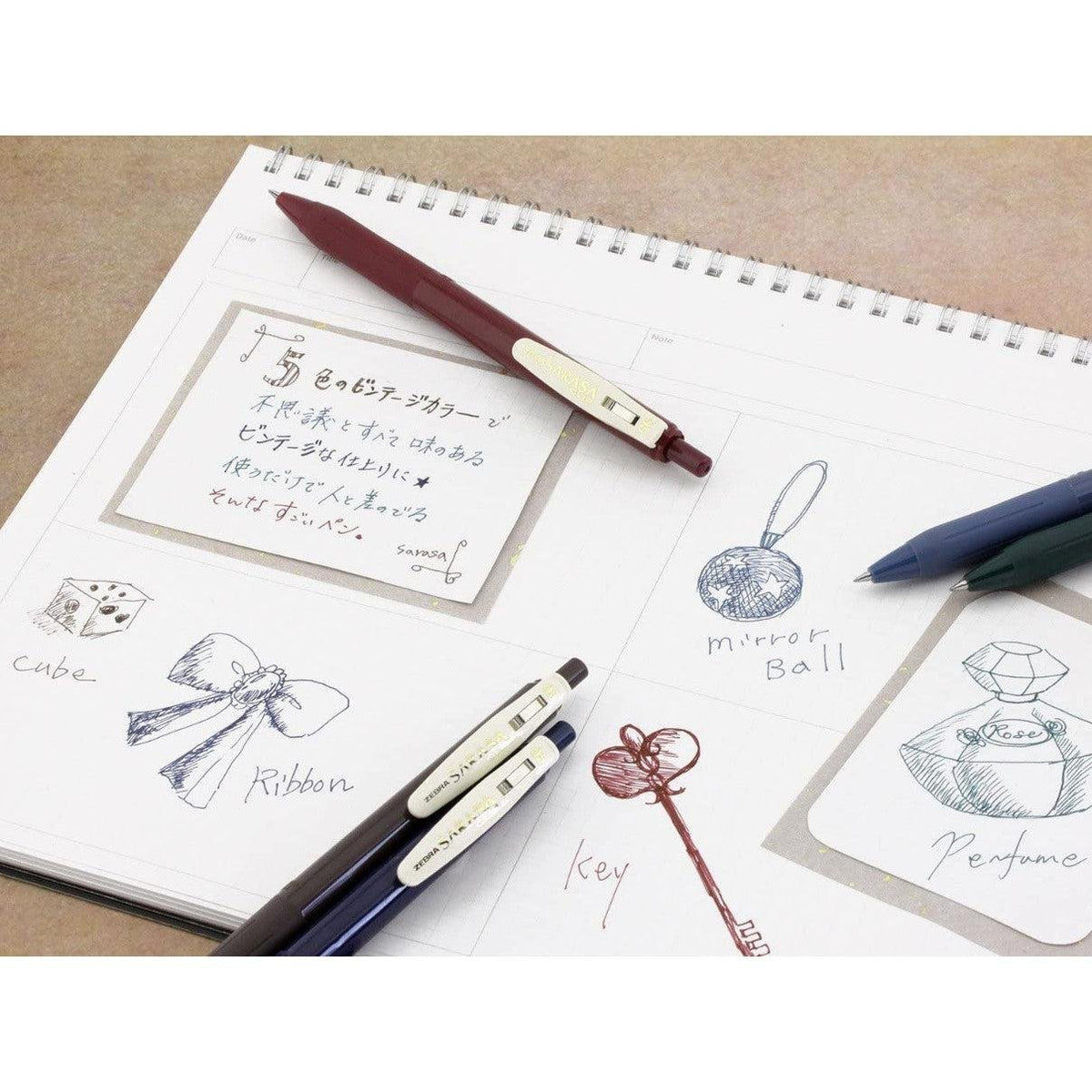 Zebra Sarasa Clip Vintage Color Gel Ink Pens 5 Colors 0.5mm JJ15-5C-VI